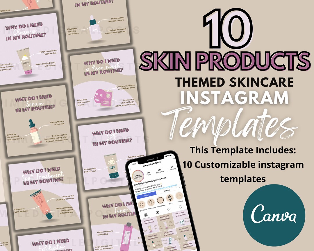 10 SKIN PRODUCT Templates | Skincare Instagram Posts | Beauty Instagram ...