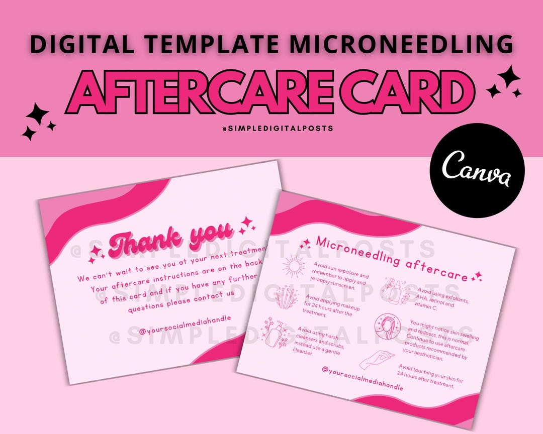 MICRONEEDLING AFTERCARE Card | Skincare Card | Esthetician Aftercare ...