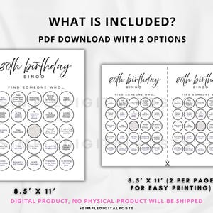 30th Birthday Bingo Game: Printable Party Activity (PDF Downloadable ...