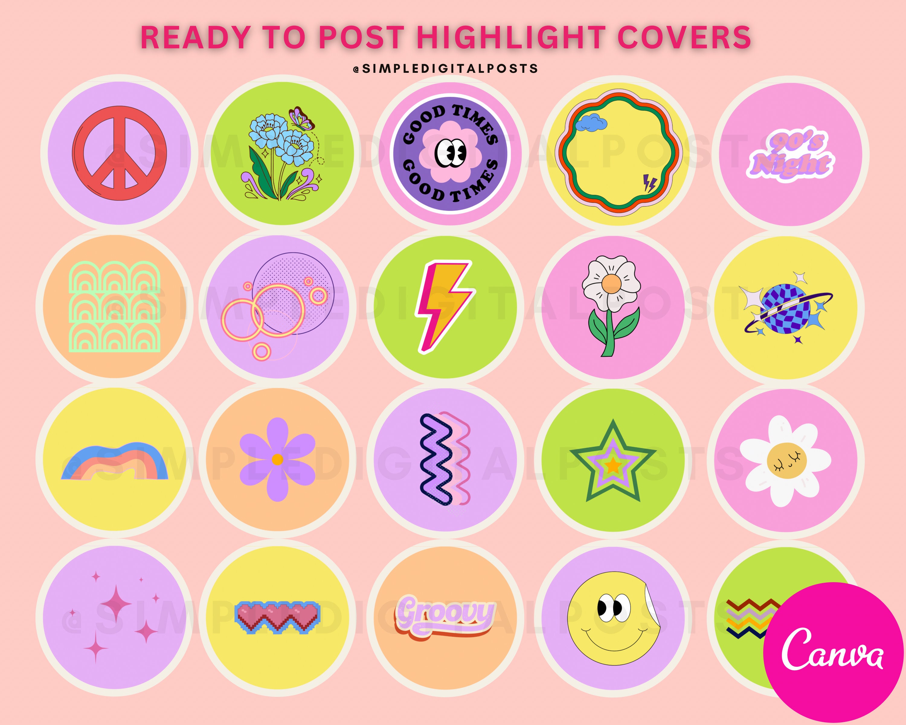 50 GROOVY HIGHLIGHT Covers | Instagram Highlight Covers | Customizable ...
