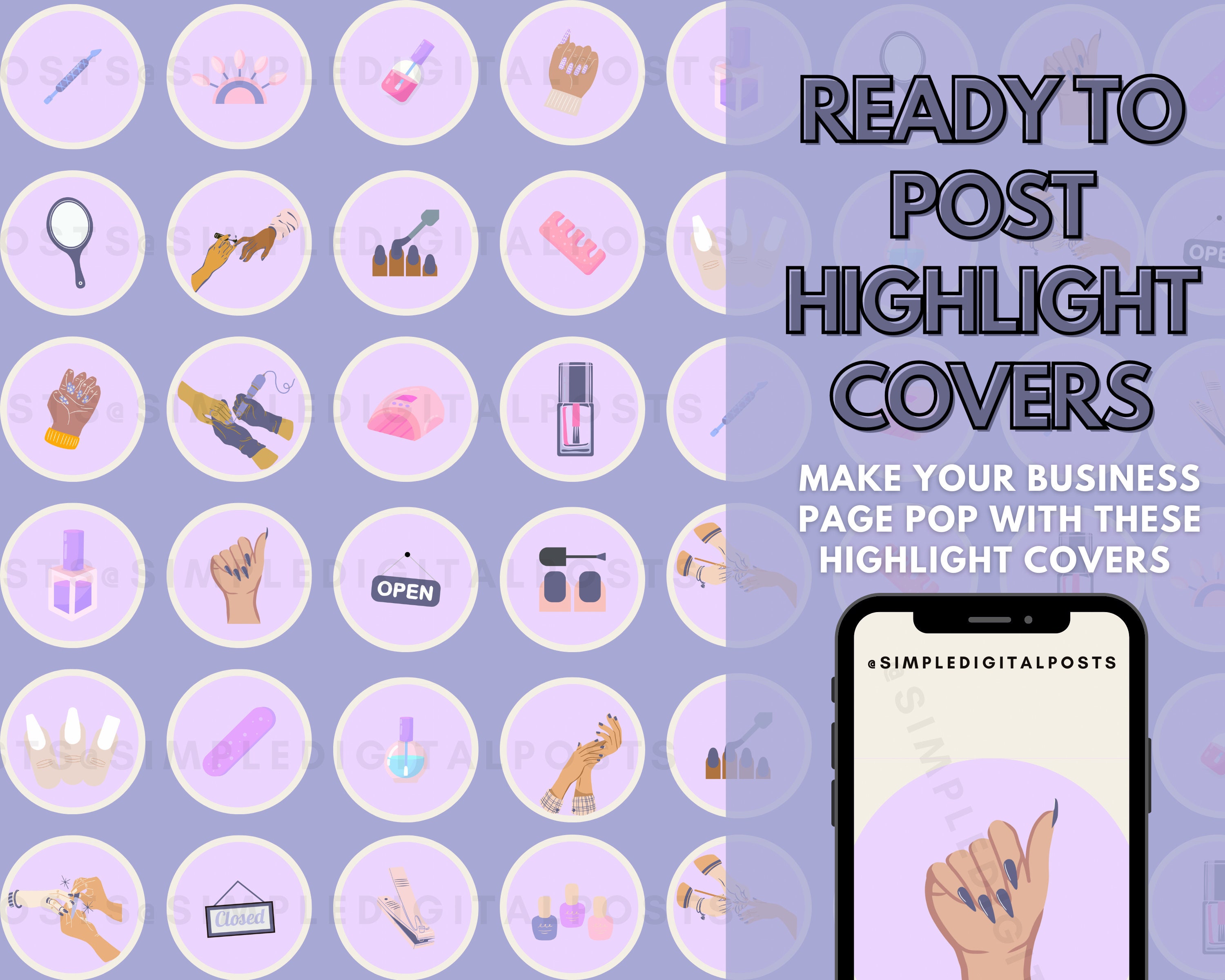 100 NAIL TECH HIGHLIGHT Covers | Nail Tech Instagram Highlight Icons ...