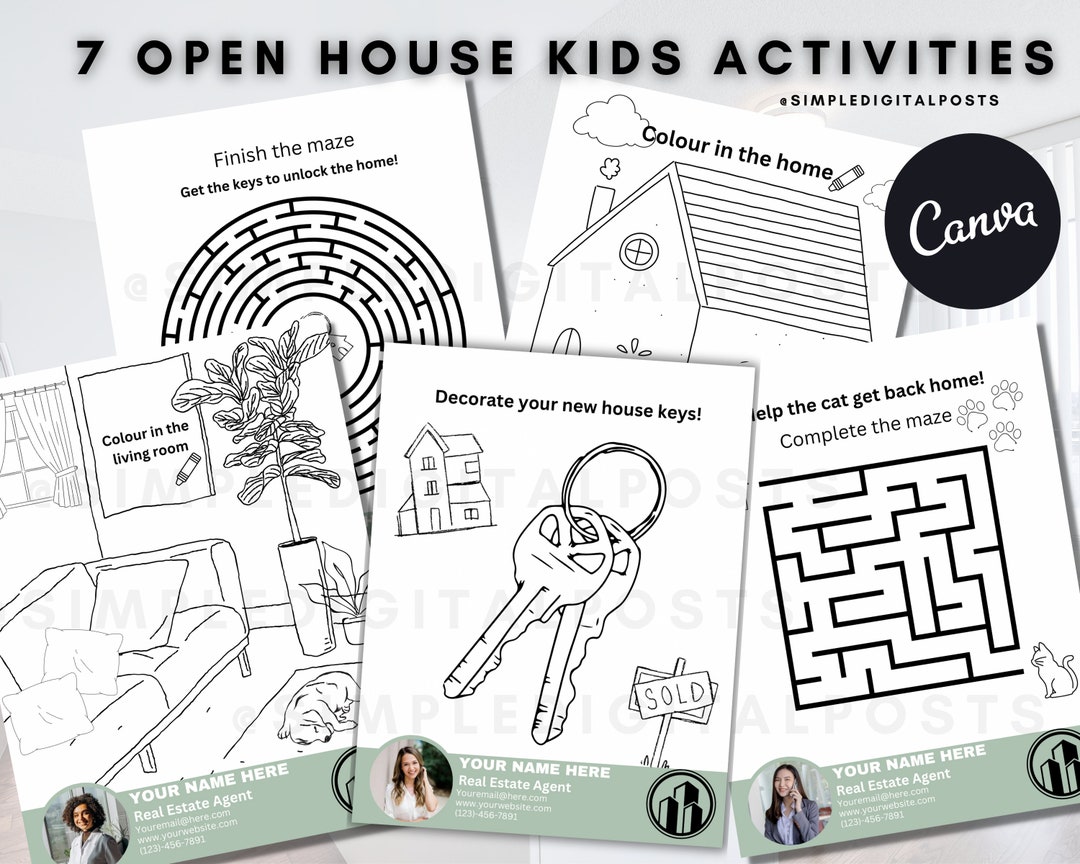 Open House Kids Activity Pages: Real Estate Marketing (canva Editable ...