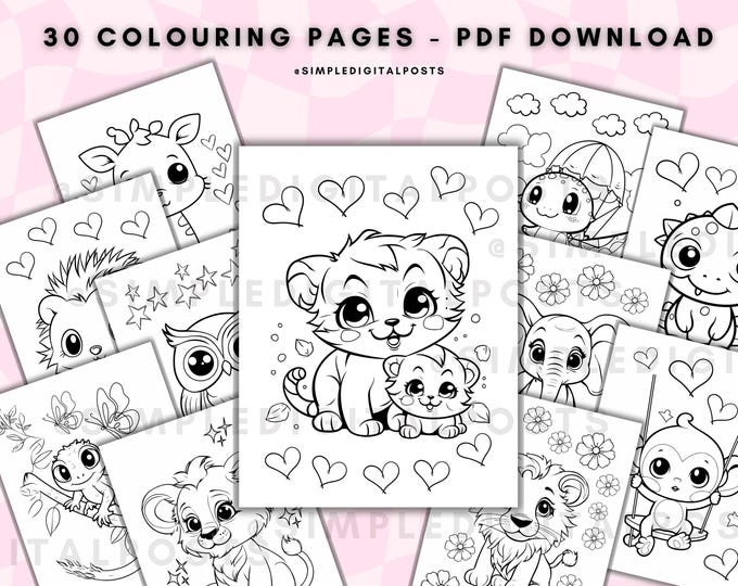 25 Colouring Pages for Kids Printable, Cute Pets Colouring Pages for ...