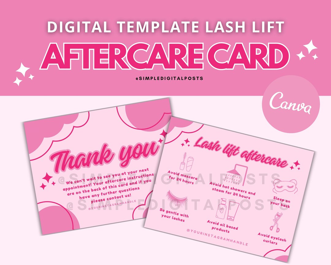 LASH LIFT AFTERCARE Card | Lash Lift Card | Lash Tech Aftercare Card ...