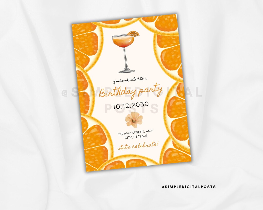 Orange Citrus Birthday Invitation: Editable Party Invite (5x7 Digital ...
