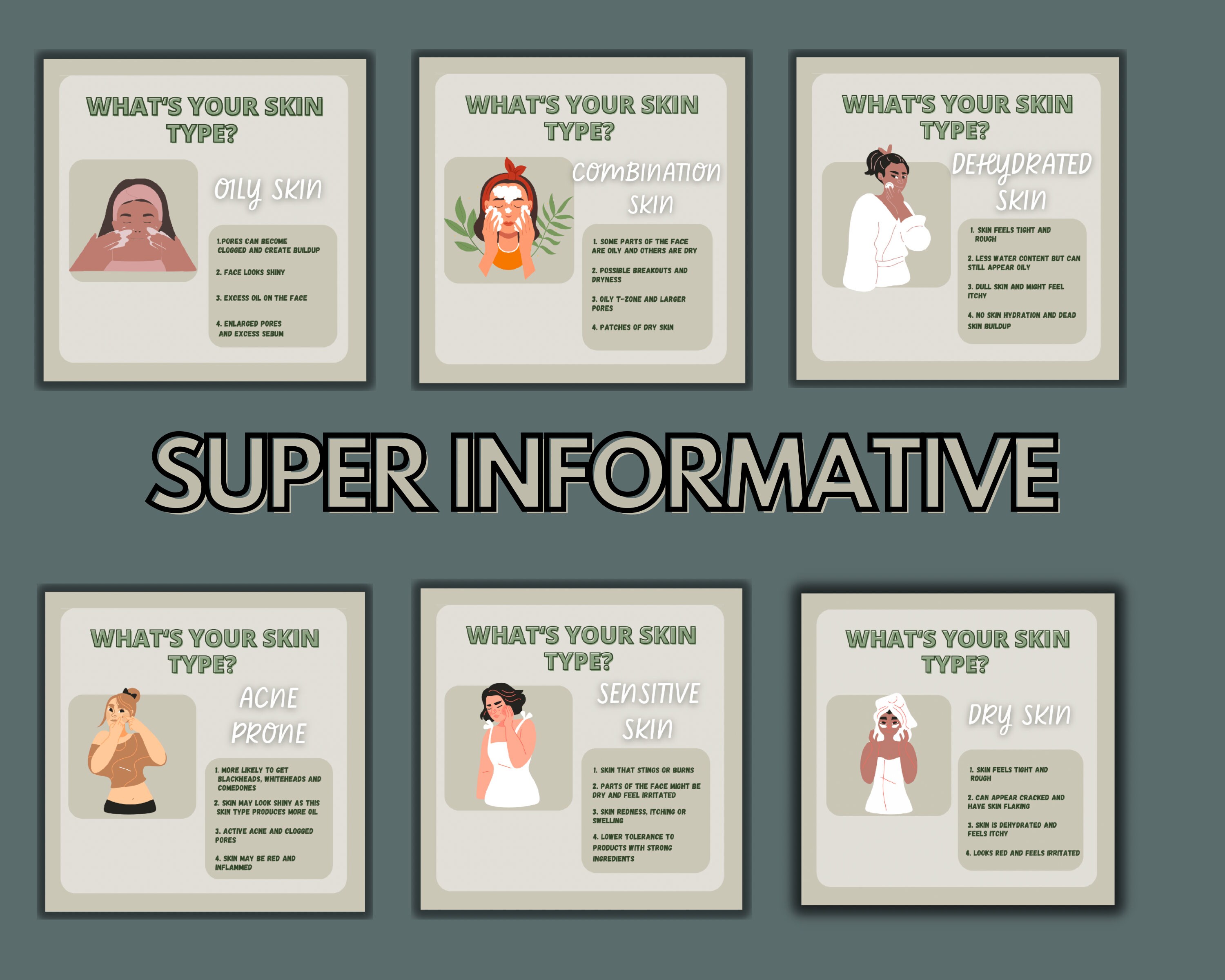 20 SKIN TYPE Templates Skincare Instagram Posts Beauty Instagram Posts ...