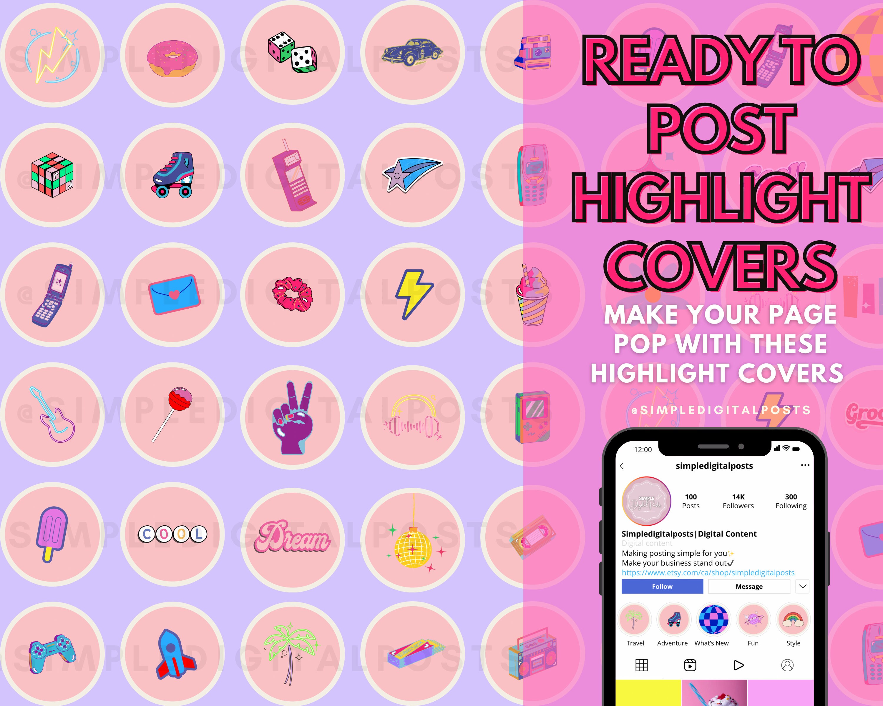 75 RETRO HIGHLIGHT Covers | Instagram Highlight Covers | Customizable ...
