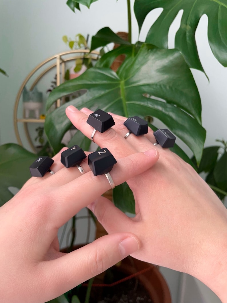 Keyboard Key Rings - Upcycled Keyboards, Mounted on Adjustable Base - Etsy