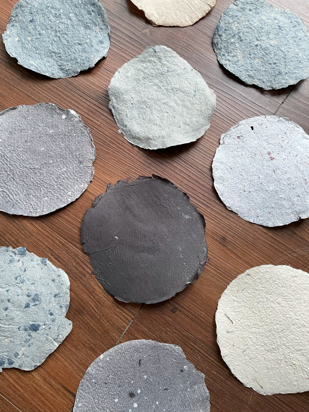 5 Handmade Paper Circles - Shaped Deckle Paper, Stationery, Notecards ...