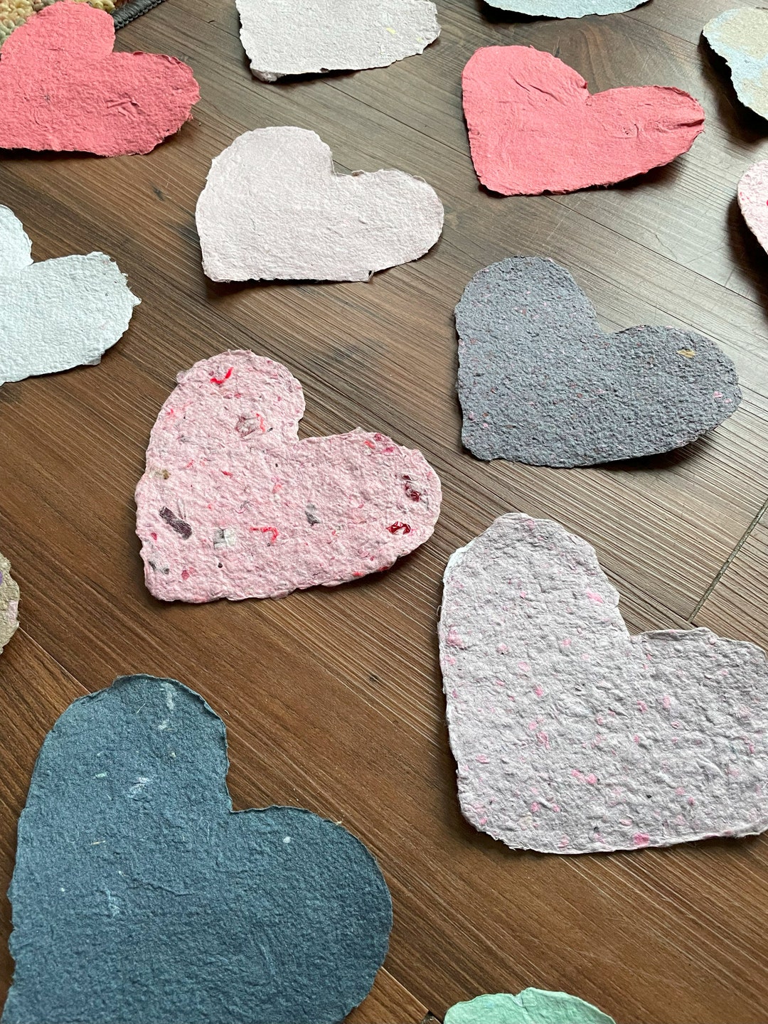 5 Handmade Paper Hearts - Shaped Deckle Paper, Stationery, Notecards - Etsy
