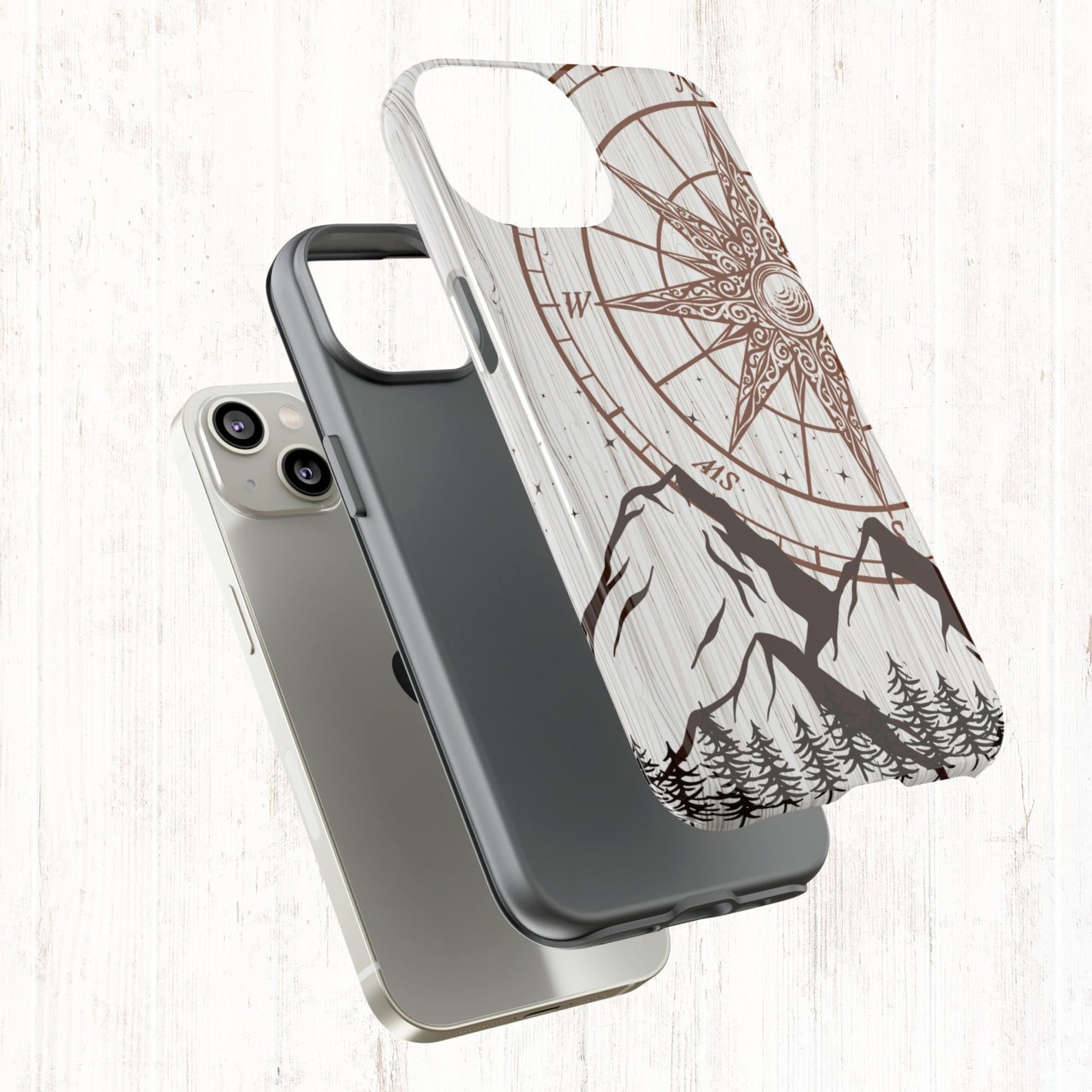 Mystical Mountains Compass Phone Case, Western Nature Lover Gift Men ...