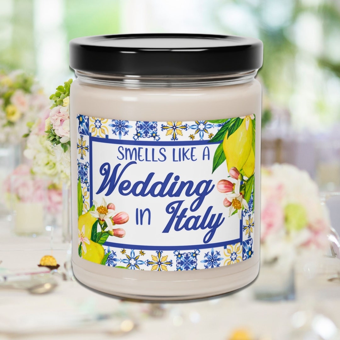 Italy Wedding Decor Candle, Italian Bridal Shower Gift, Custom Blue ...