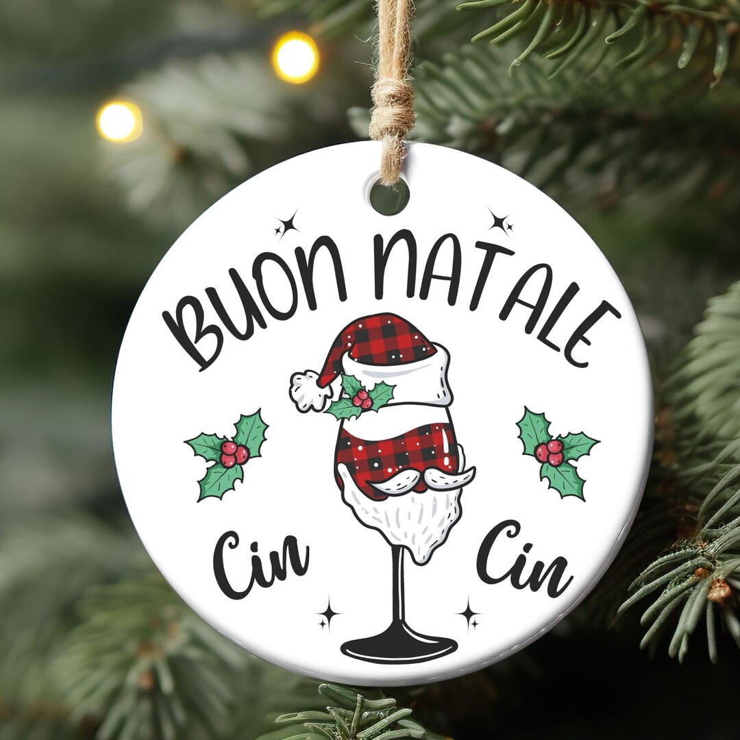 Buon Natale Italian Wine Christmas Ornament, Cute Italy Vino X-mas Tree ...