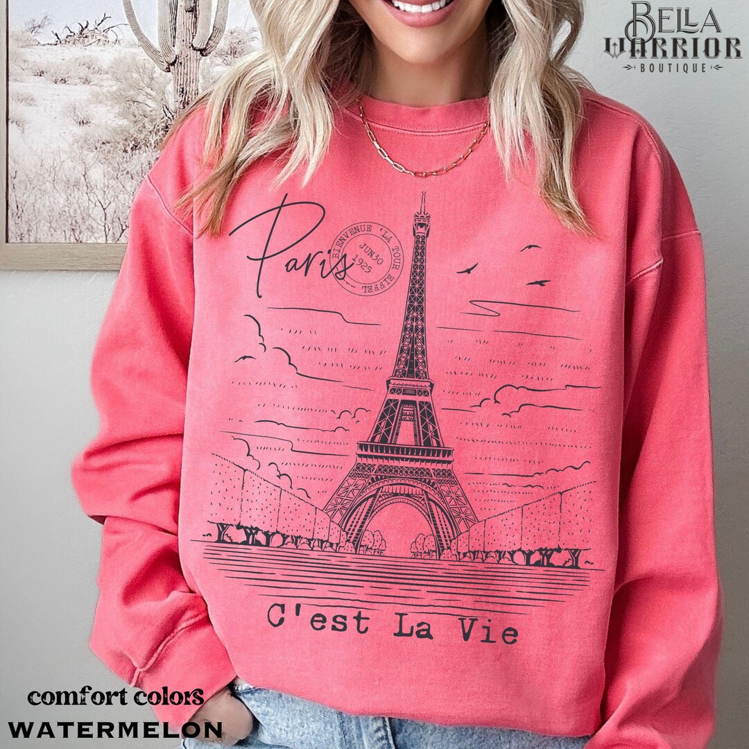 Paris France Comfort Colors Sweatshirt, Eiffel Tower Trip Shirt ...