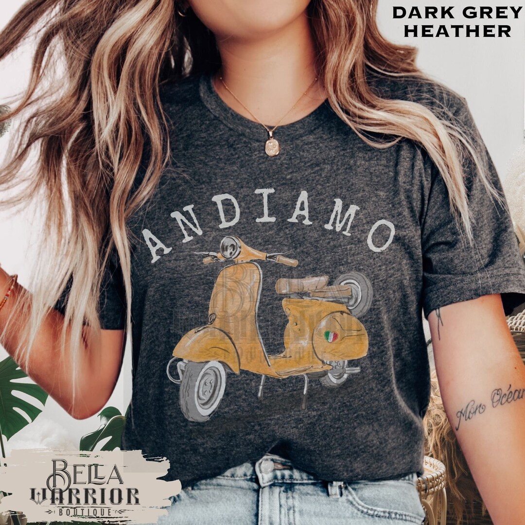 Andiamo Italy Yellow Scooter Shirt, Retro Italian Vacation Souvenir ...