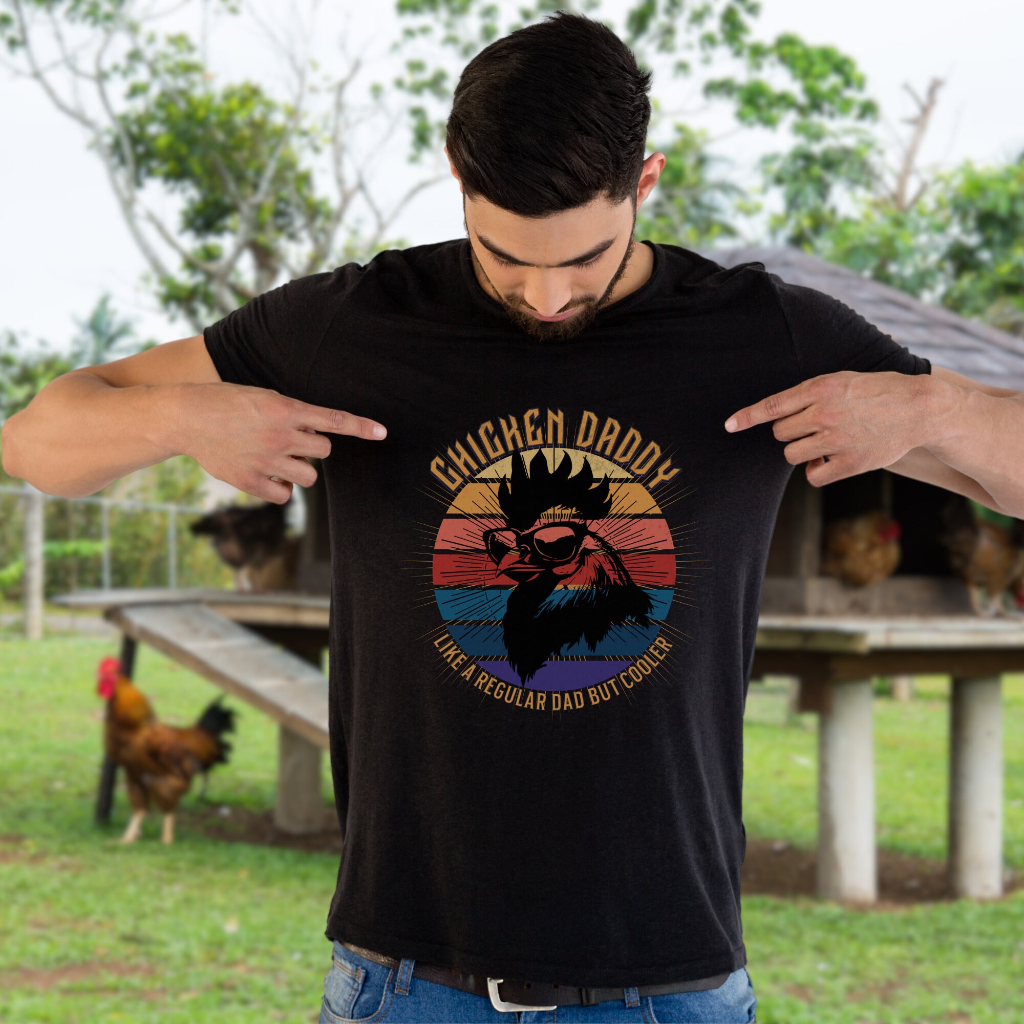 Retro Chicken Daddy Shirt Vintage Chicken Lover T Shirt for - Etsy