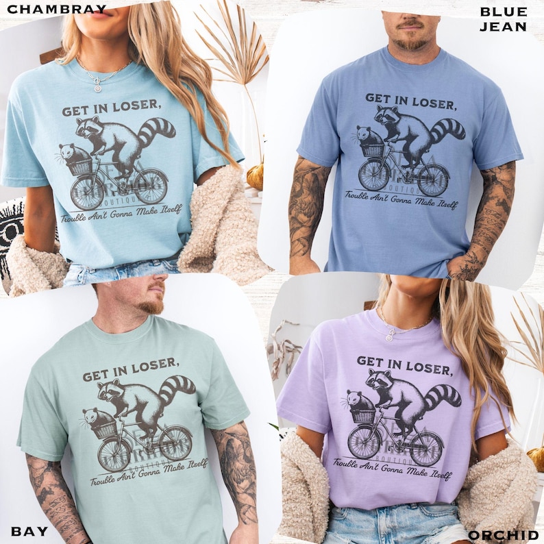 Funny Raccoon & Opossum Get in Loser Meme Shirt, Humorous Gift for ...
