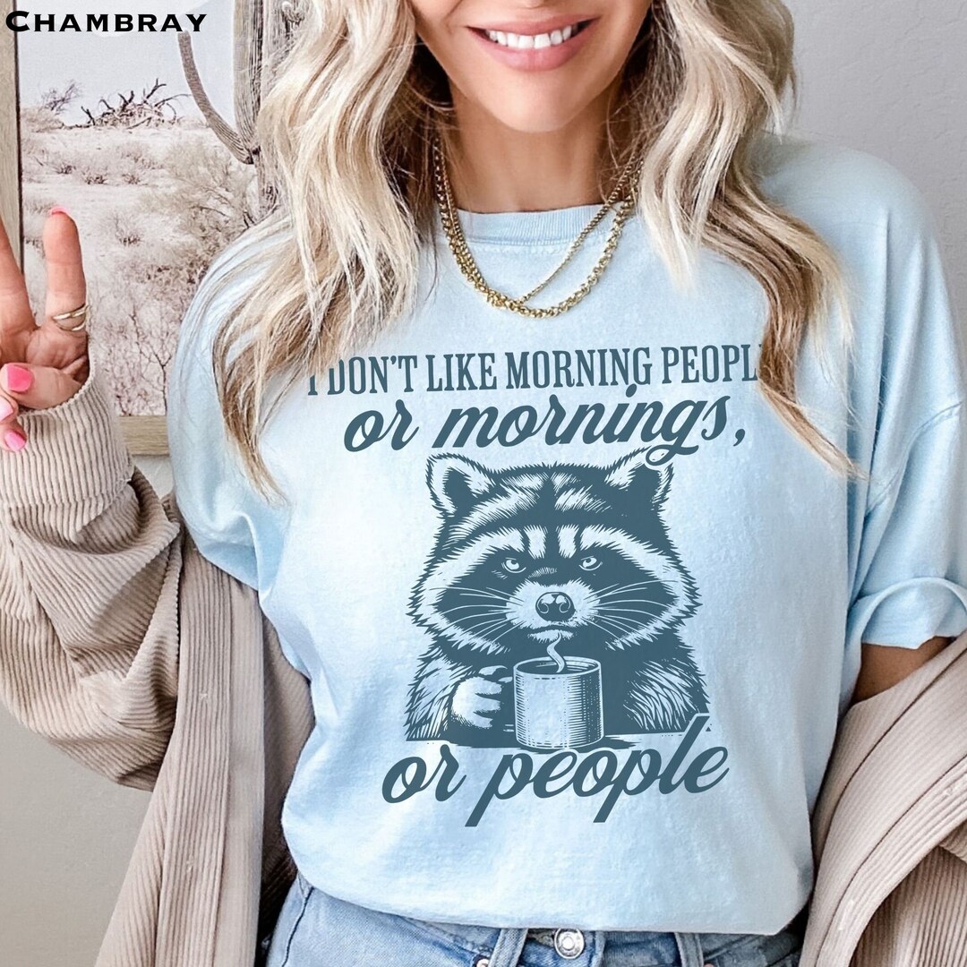 Grumpy Raccoon Meme Shirt, Funny Introvert Gift for Anti- Social Coffee ...