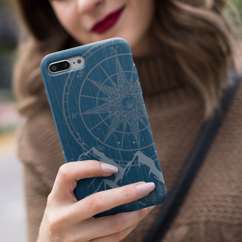 Mystical Mountains Compass Phone Case, Western Nature Lover Gift Men ...
