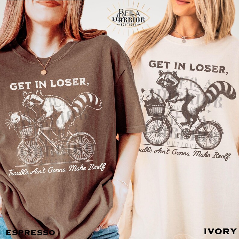 Funny Raccoon & Opossum Get in Loser Meme Shirt, Humorous Gift for ...