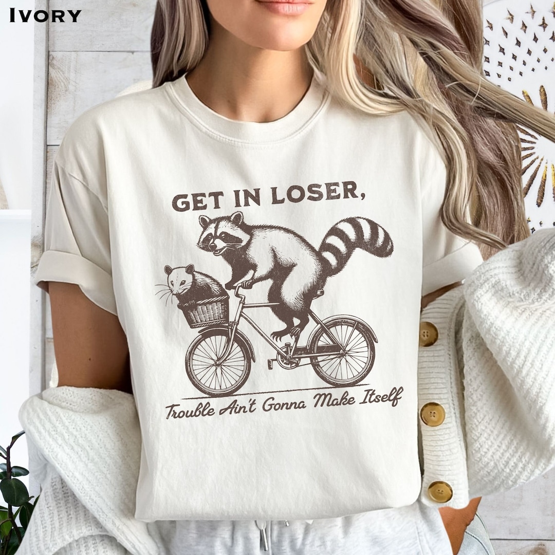 Funny Raccoon & Opossum Get in Loser Meme Shirt, Humorous Gift for ...