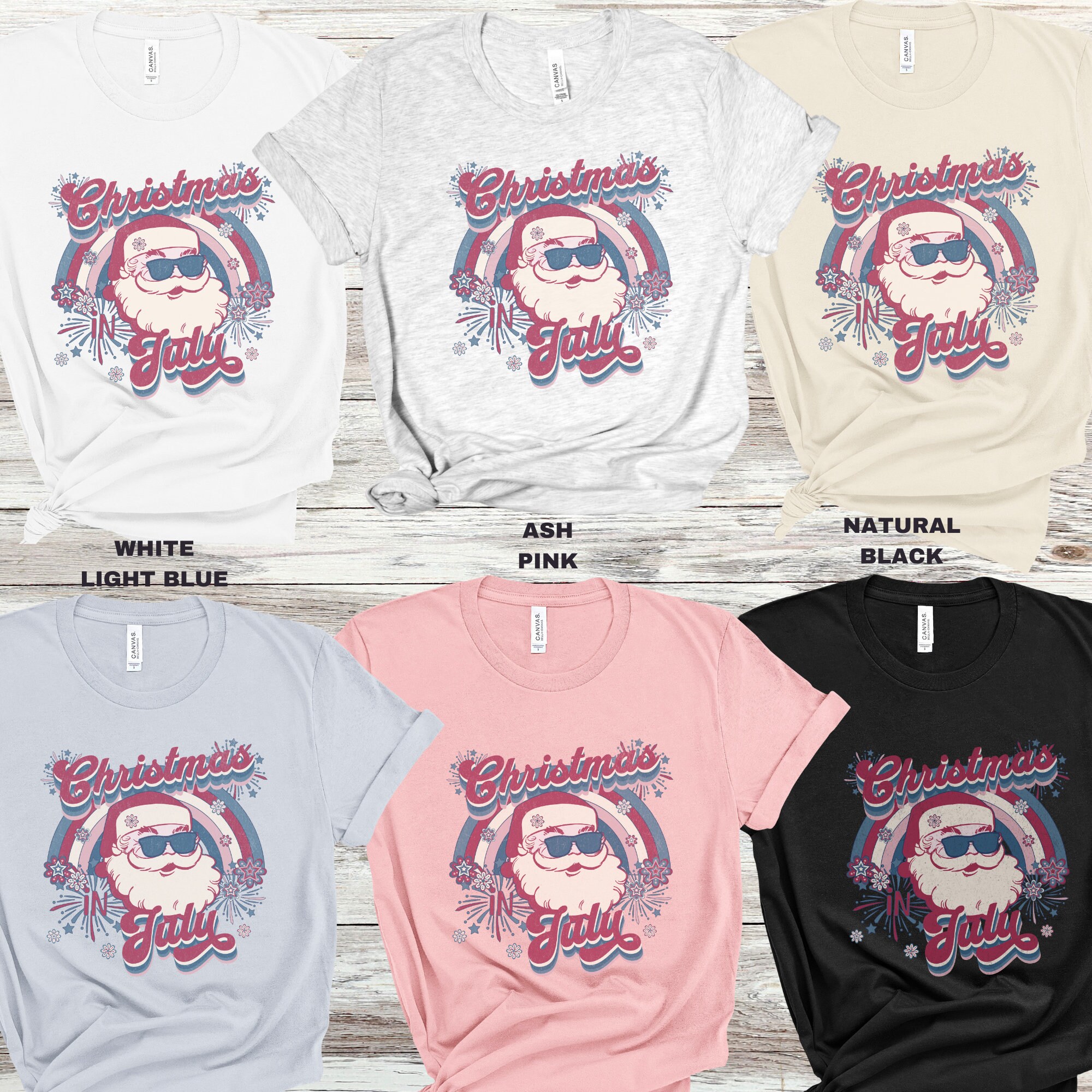 Retro Christmas in July Funny Santa Fireworks Shirt Summer - Etsy