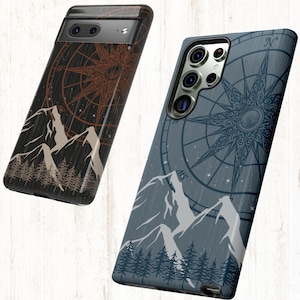 Mystical Mountains Compass Phone Case, Western Nature Lover Gift Men ...