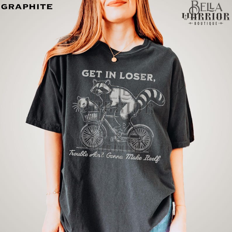 Funny Raccoon & Opossum Get in Loser Meme Shirt, Humorous Gift for ...
