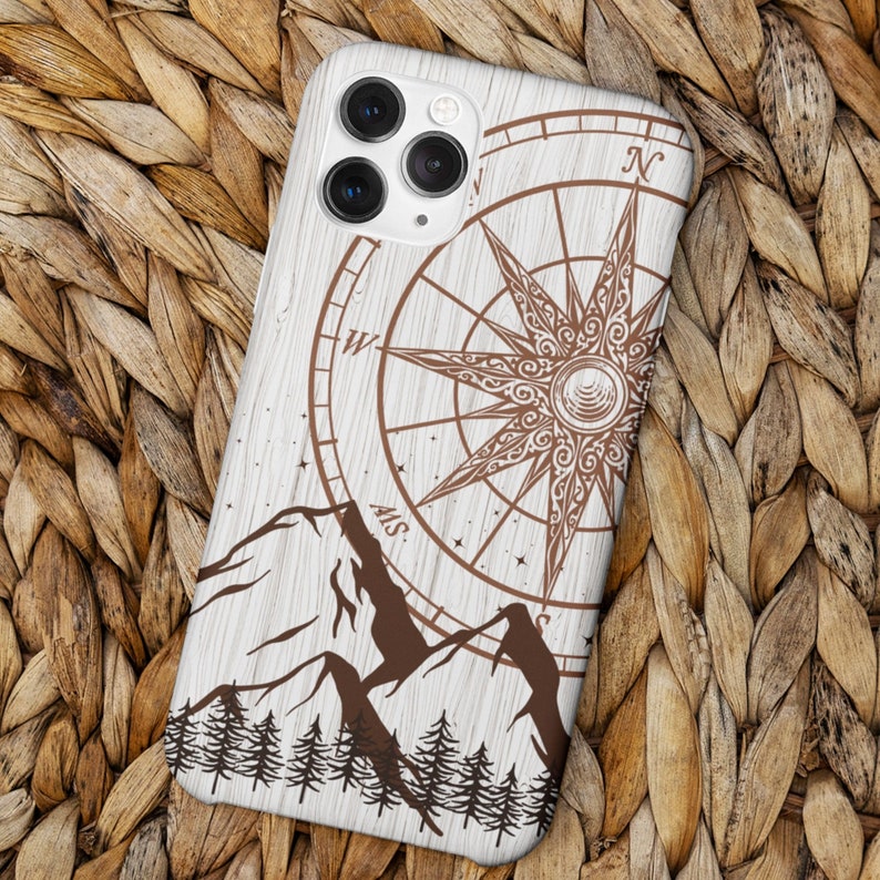 Mystical Mountains Compass Phone Case, Western Nature Lover Gift Men ...