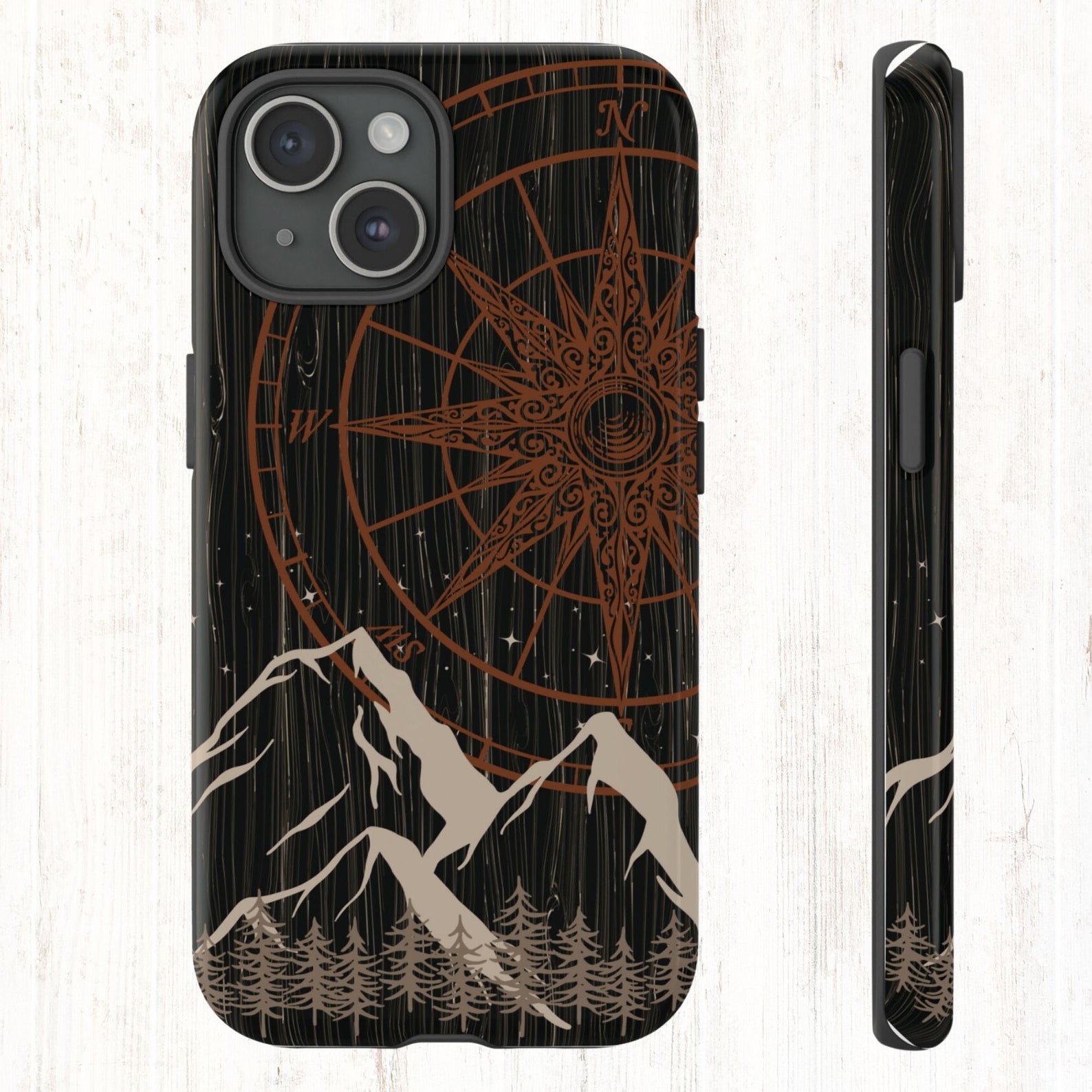Mystical Mountains Compass Phone Case, Western Nature Lover Gift Men ...