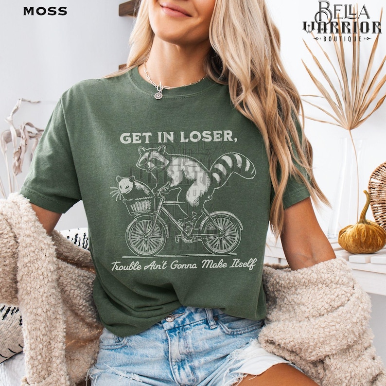 Funny Raccoon & Opossum Get in Loser Meme Shirt, Humorous Gift for ...