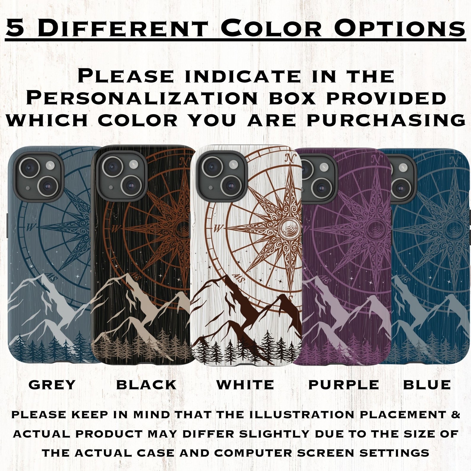 Mystical Mountains Compass Phone Case, Western Nature Lover Gift Men ...