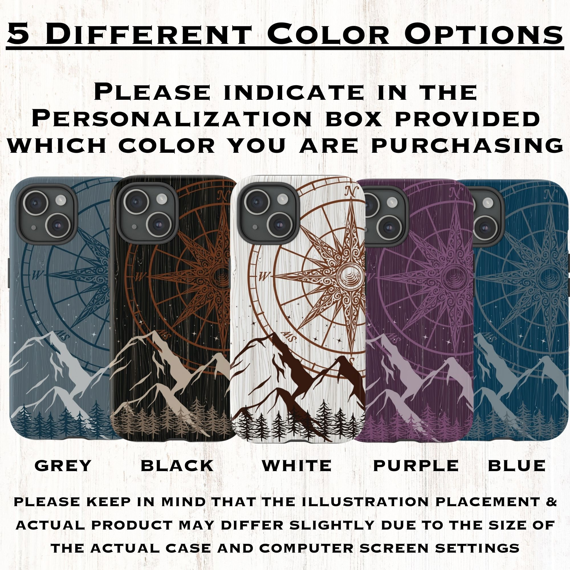 Mystical Mountains Compass Phone Case, Western Nature Lover Gift Men ...