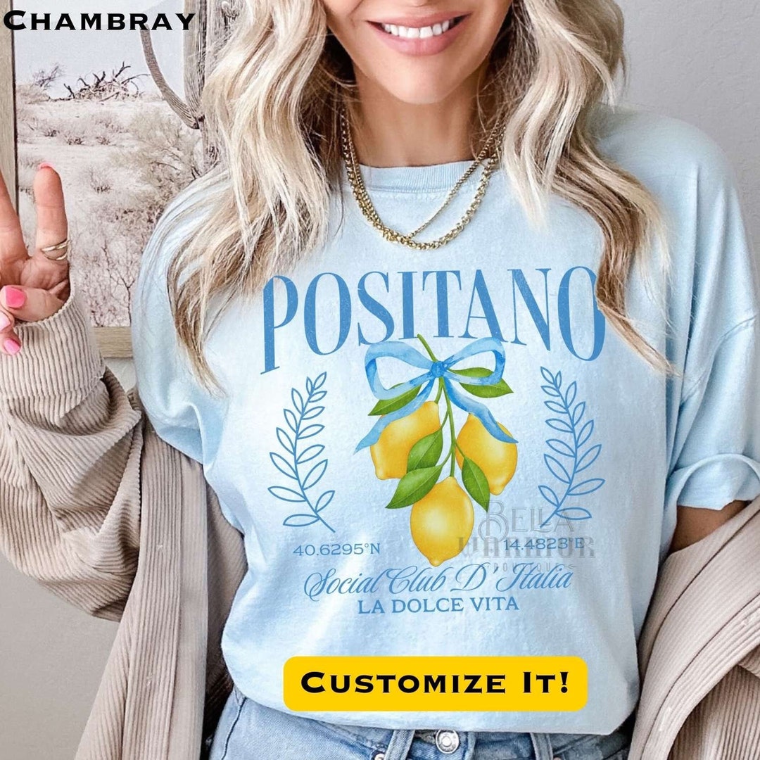 Positano Italy Coquette Shirt, Italian Travel Gift, Custom Lemons T ...