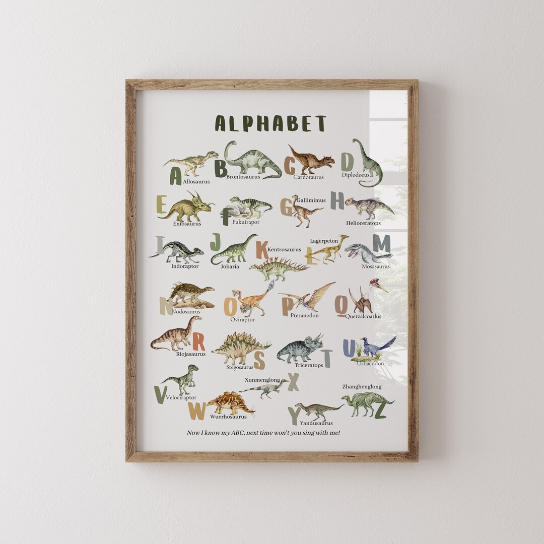 DINOSAUR Alphabet Poster Print Nursery Wall ART Poster - Etsy