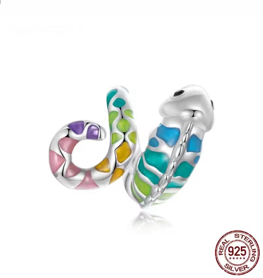 Rainbow Color Chameleon Charm, Authentic 925 Sterling Silver Charm for ...