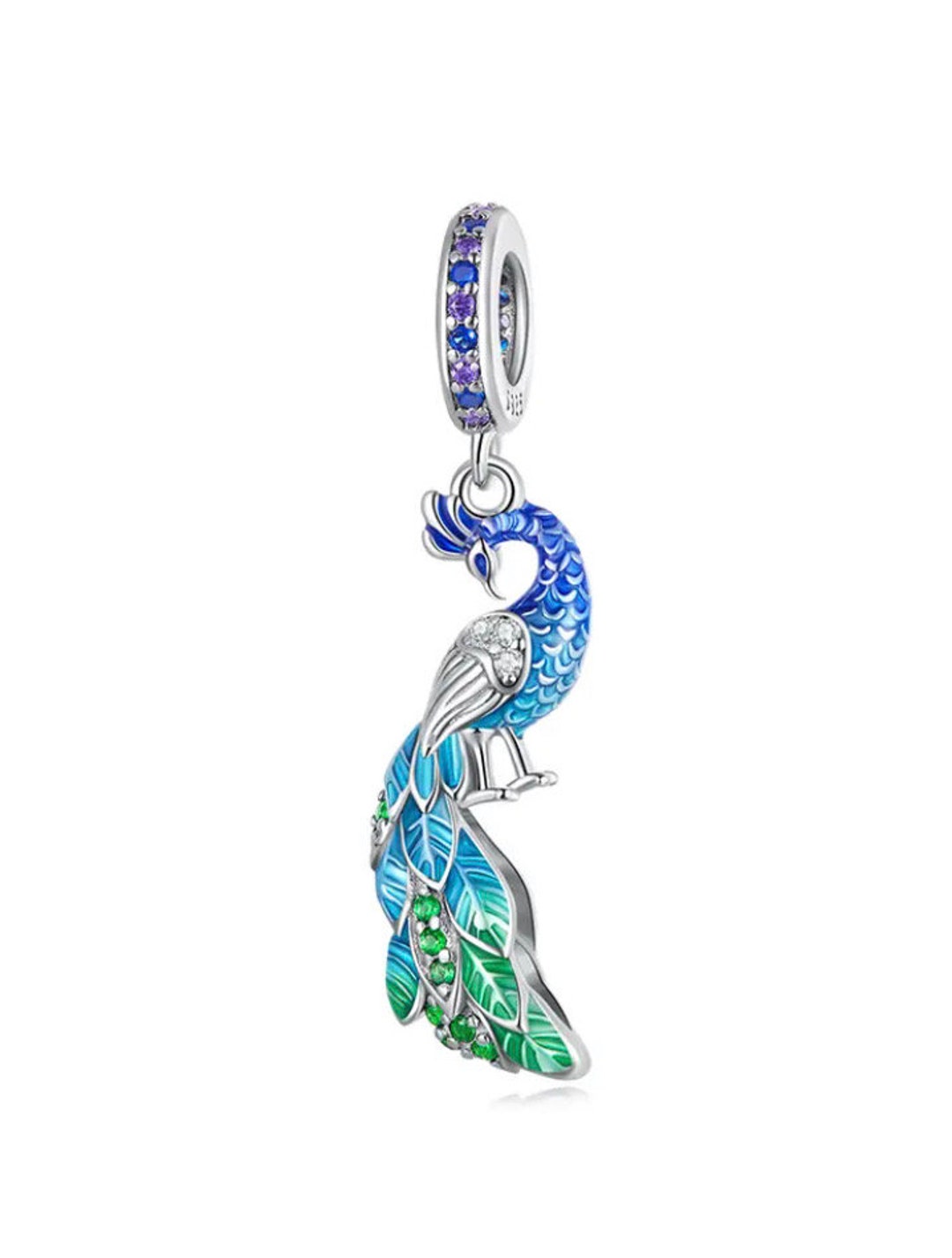 Peacock Charm, Authentic 925 Sterling Silver Charm for Bracelets ...