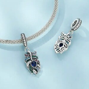 Peacock Feather Charm, Authentic 925 Sterling Silver Charm for ...