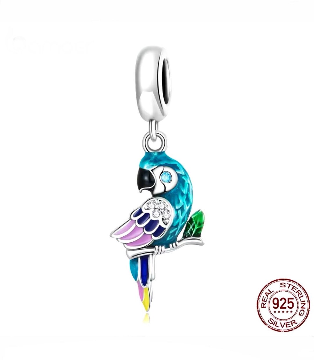 Blue Parrot Charm, Authentic 925 Sterling Silver Charm for Bracelets ...