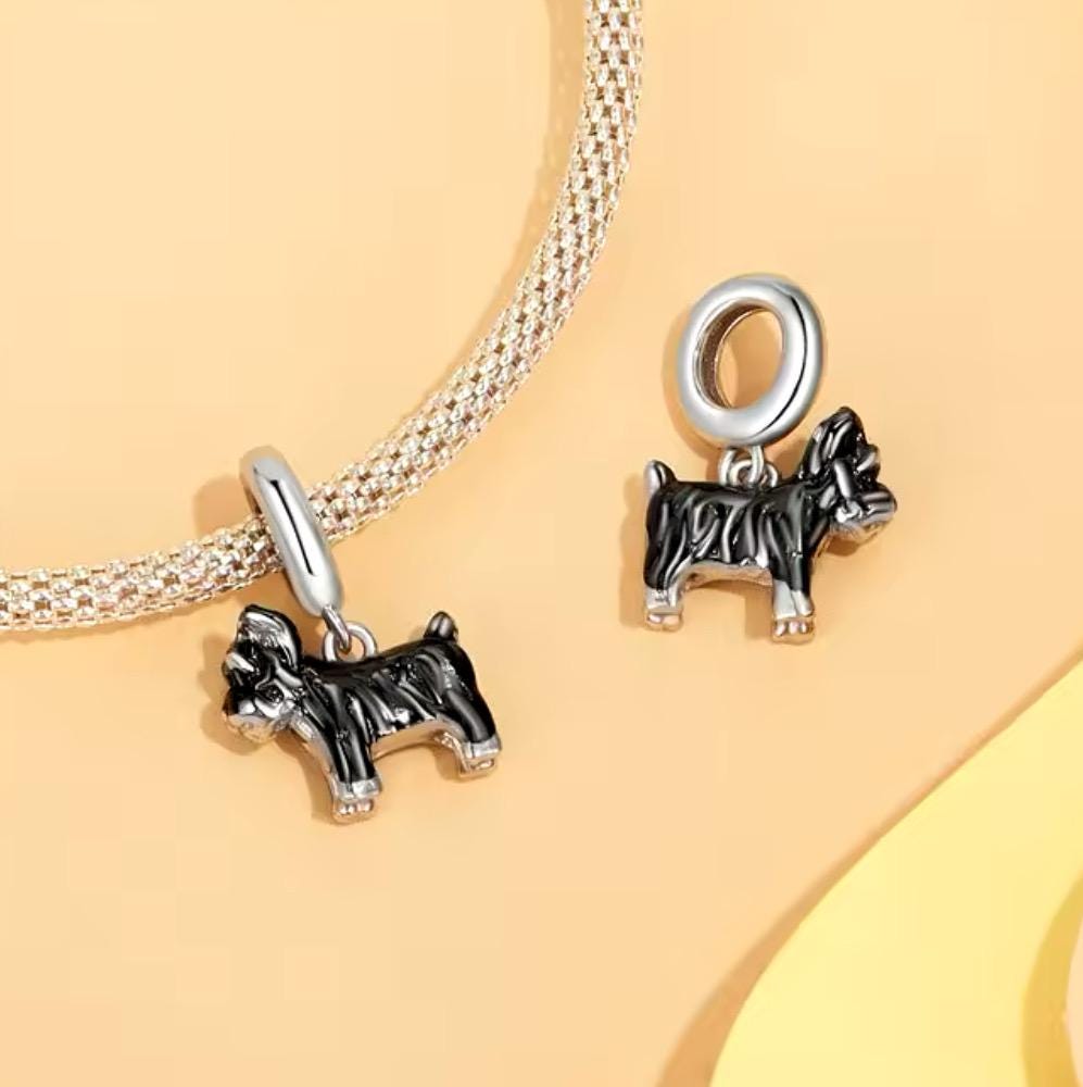 Schnauzer Dog Charm, Authentic 925 Sterling Silver Charm for Bracelets ...