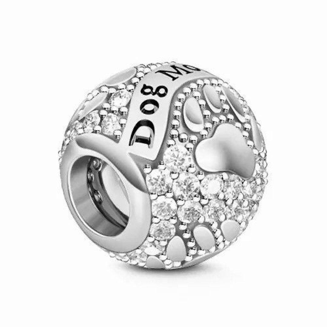 Dog Mom Paw Print Charm for European Bracelets, Necklace Pendants, Fits ...