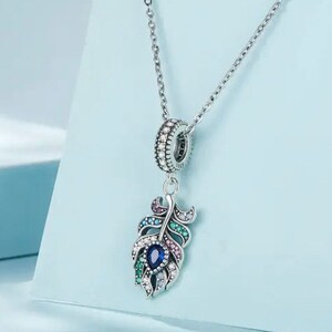 Peacock Feather Charm, Authentic 925 Sterling Silver Charm for ...