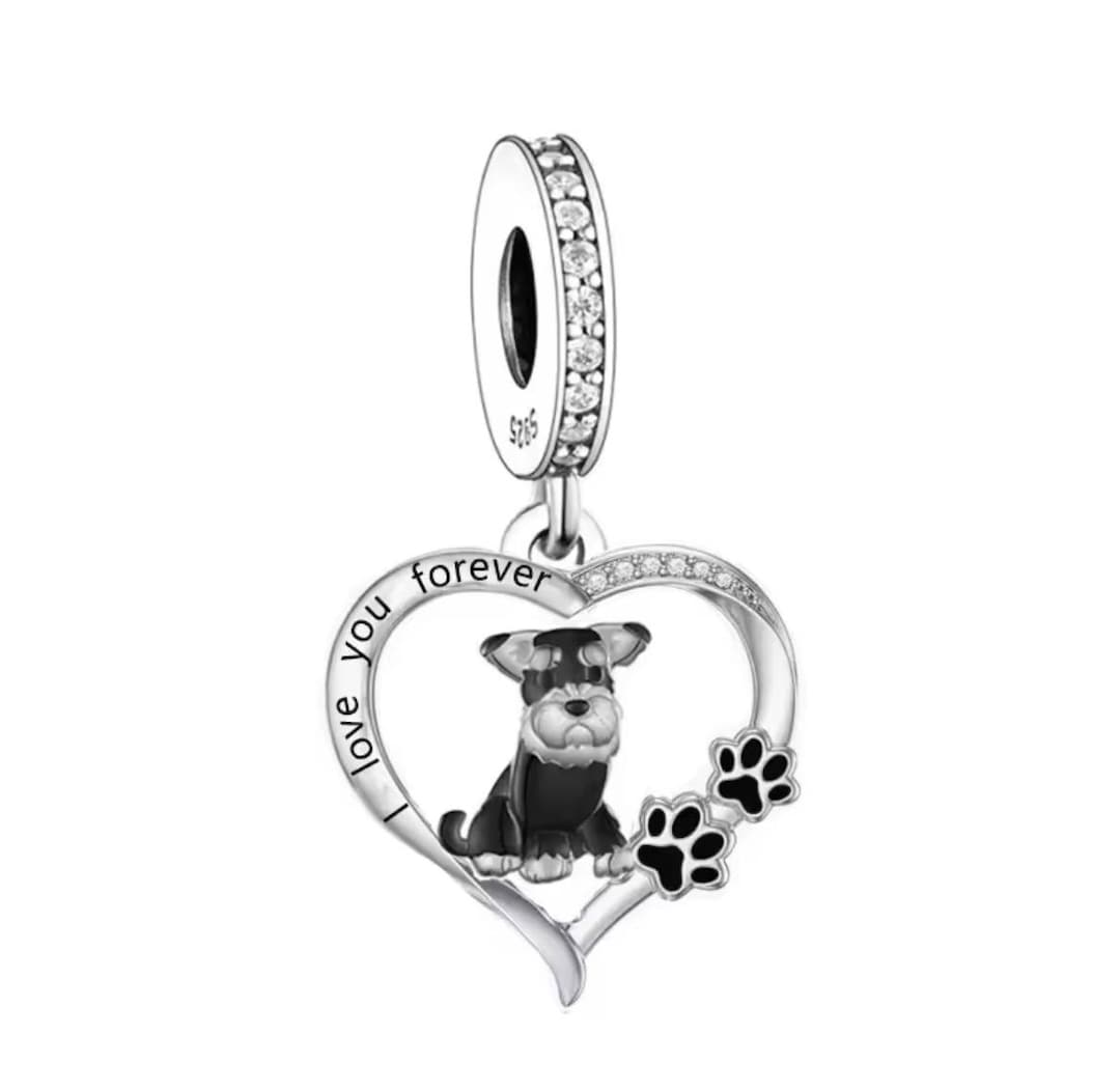 Sterling Silver Schnauzer Dog Charm - Etsy
