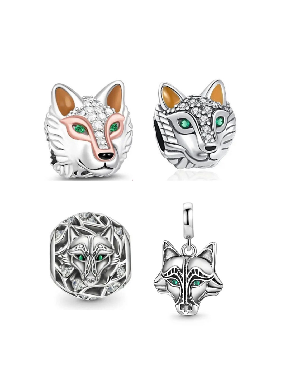 Wild Animal Wolf Charms, 925 Sterling Silver Charm, S925 Charm for ...