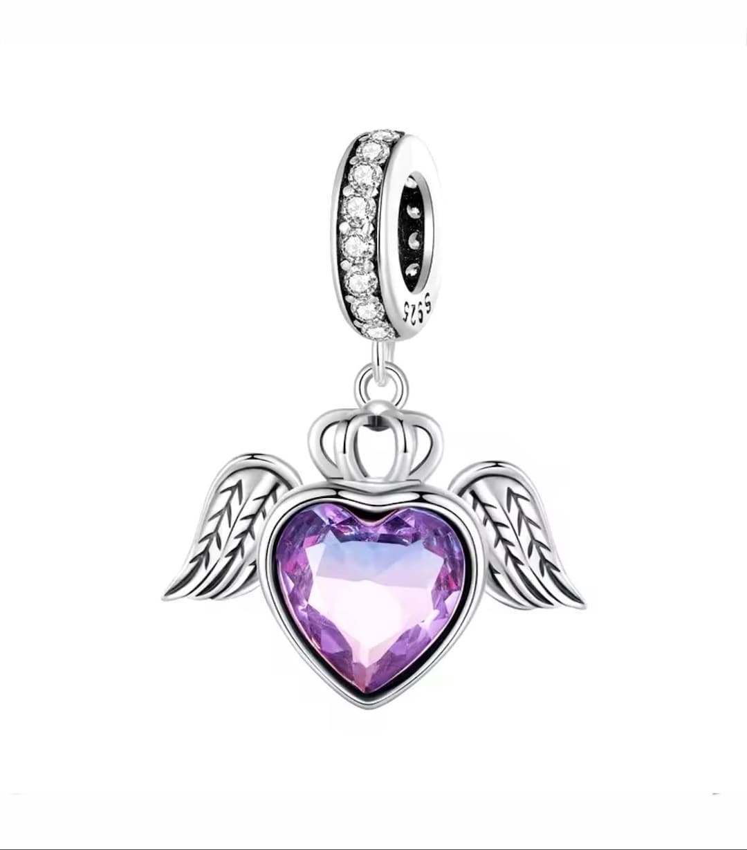 Angel Wings Heart Charm, Authentic 925 Sterling Silver Charm for ...