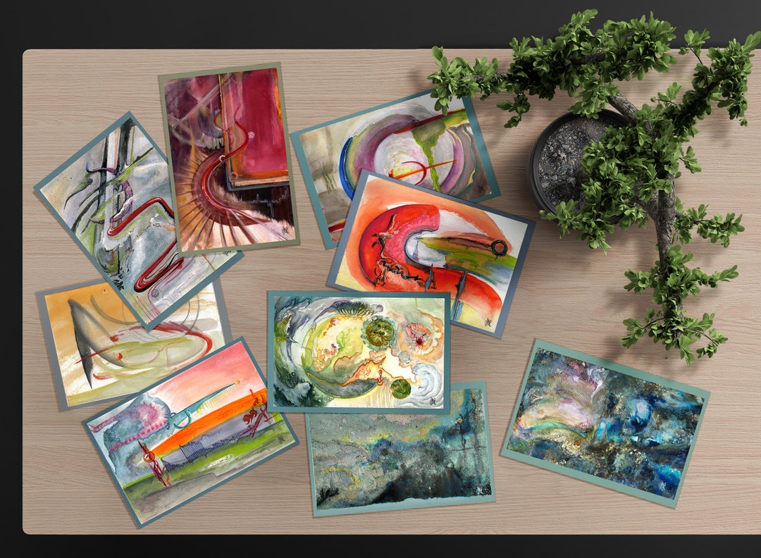 Abstract Art Postcards Set of 10 - Etsy