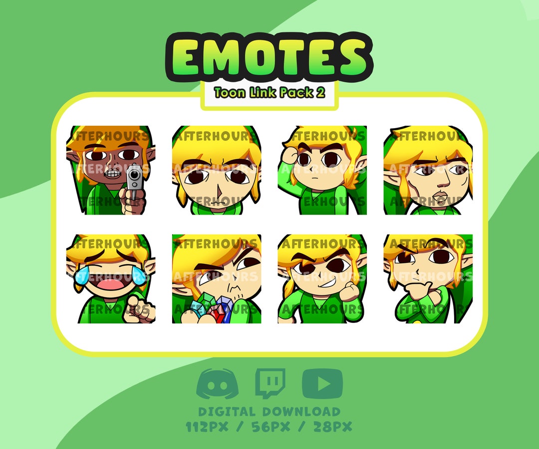 Zelda Toon Link Pack 2 Twitch/youtube/discord Emotes for Streamers - Etsy