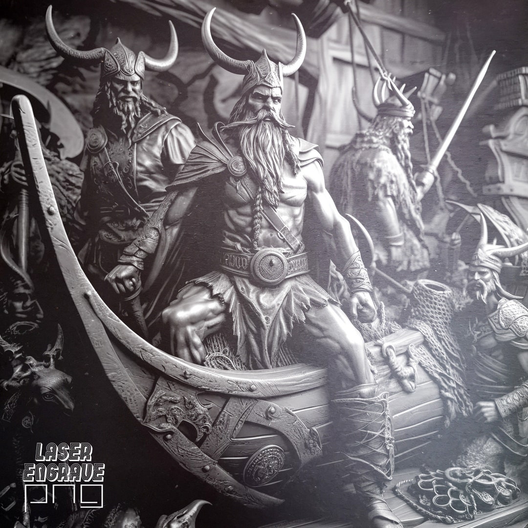 Viking Scene - Laser Ready PNG | Lightburn | Glowforge | Engraving File ...