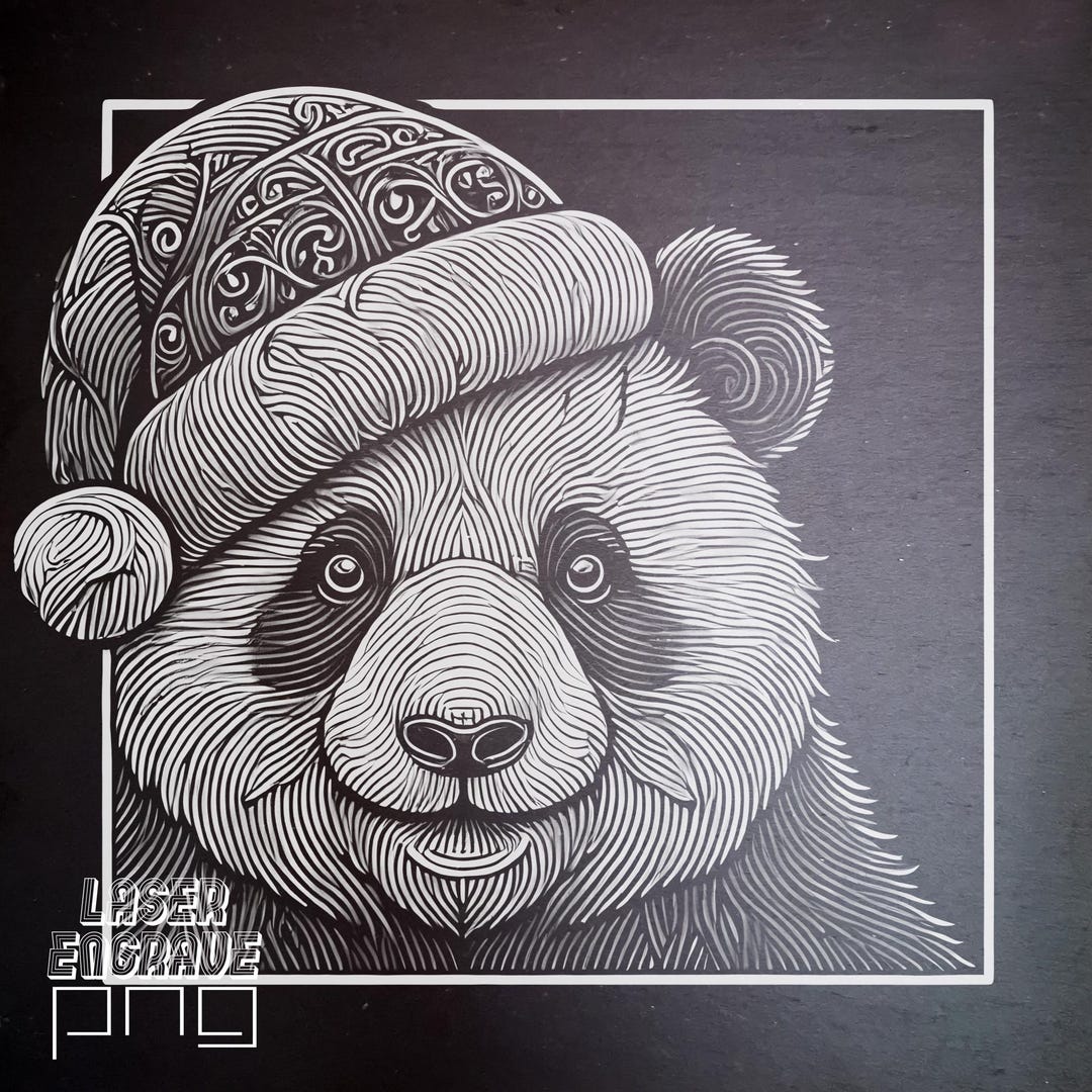 Christmas Panda Laser Engraving PNG File: Santa Hat Design (digital ...