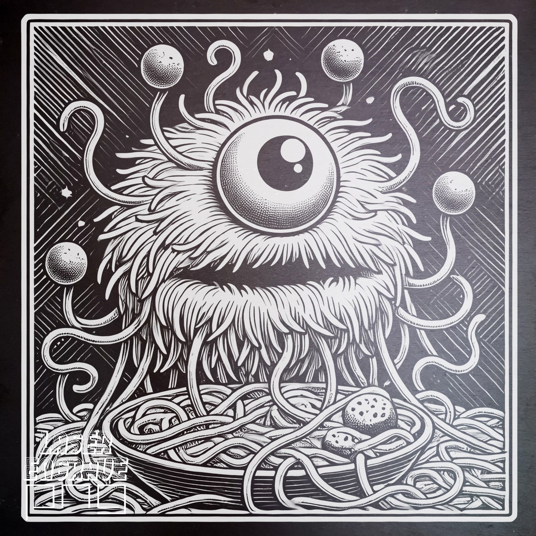 Flying Spaghetti Monster | Slate Coaster PNG | Laser Engrave PNG | Co2 ...